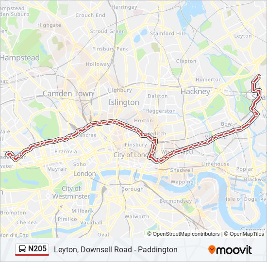n205 Route: Schedules, Stops & Maps - Leyton, Downsell Road (Updated)