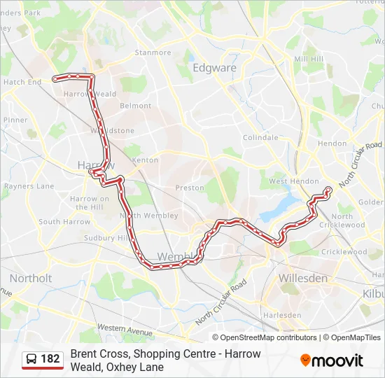 182 Route: Schedules, Stops & Maps - Brent Cross, Shopping Centre (Updated)