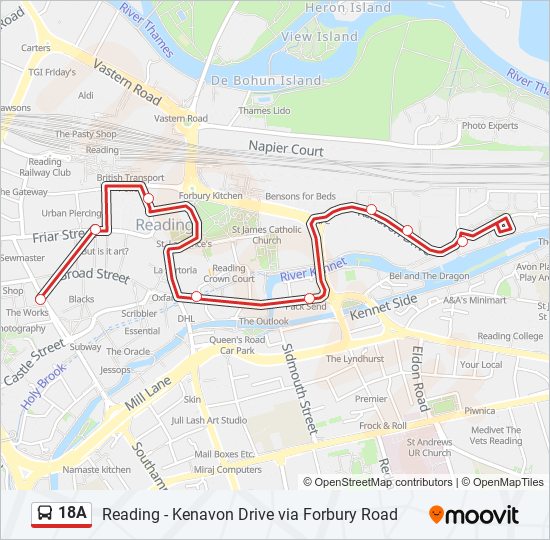 18a Route: Schedules, Stops & Maps - Reading Town Centre (Updated)
