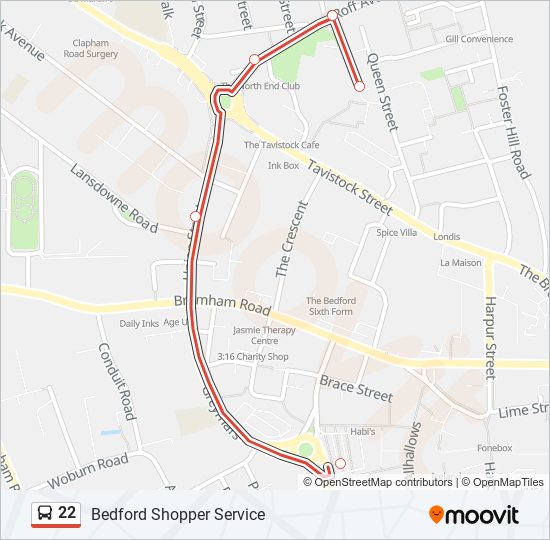 22 Route: Schedules, Stops & Maps - Bedford (Updated)