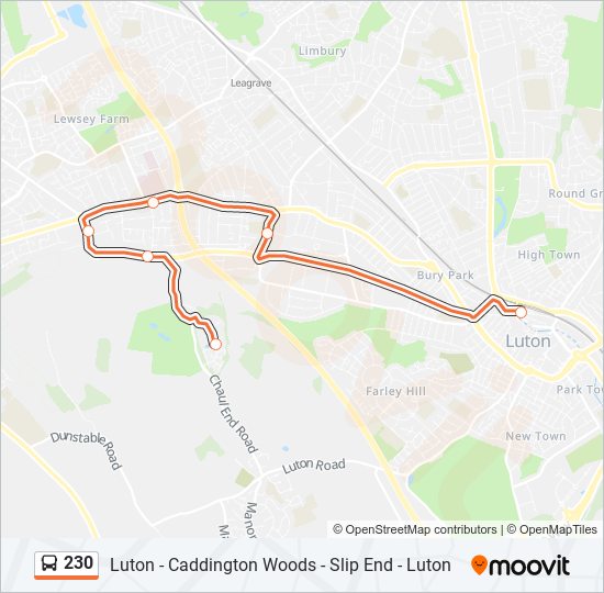 230 Route: Schedules, Stops & Maps - Caddington (Updated)