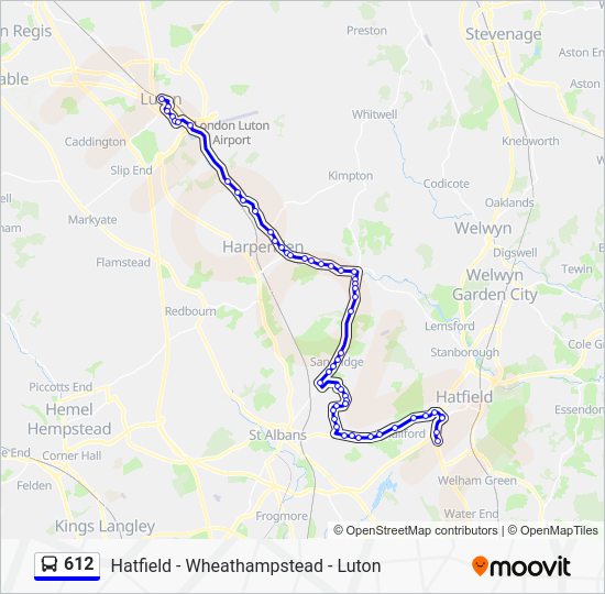 612 Route: Schedules, Stops & Maps - Luton Town Centre (Updated)