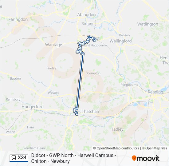 X34 Route: Schedules, Stops & Maps - Didcot (Updated)