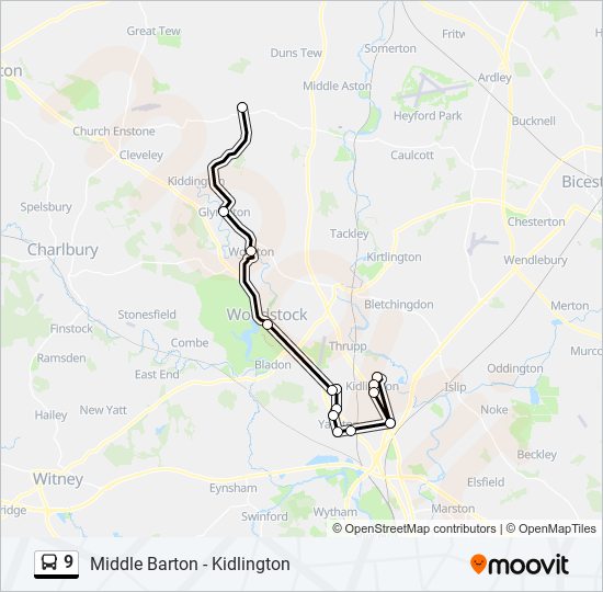 9 Route: Schedules, Stops & Maps - Middle Barton (Updated)