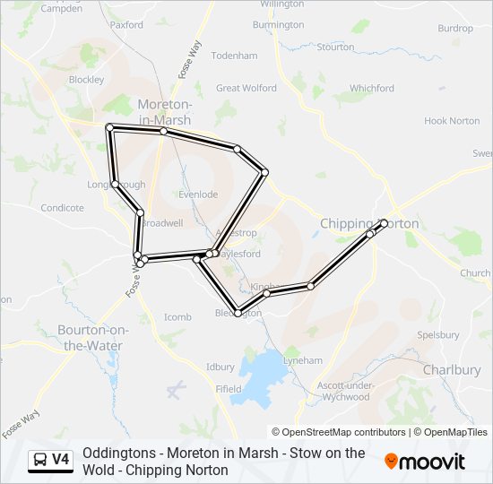 v4 Route: Schedules, Stops & Maps - Upper Oddington (Updated)