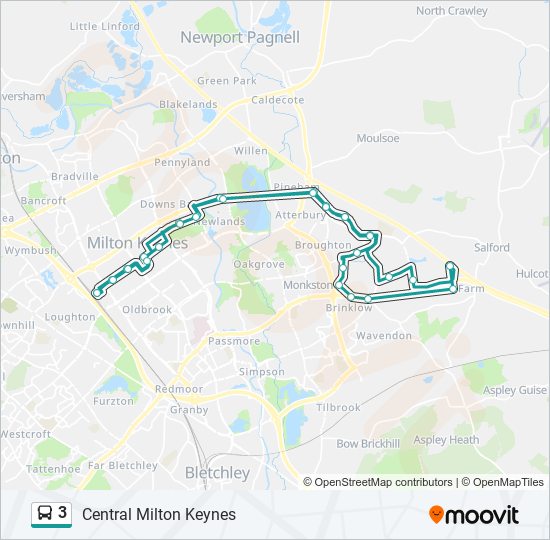 3 Route: Schedules, Stops & Maps - Central Milton Keynes (Updated)