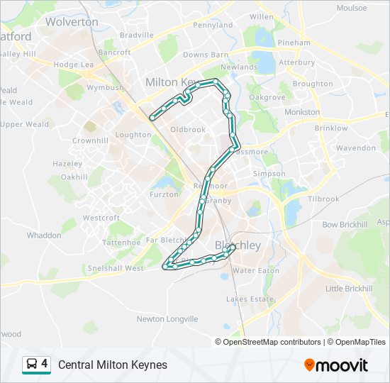 4 Route: Schedules, Stops & Maps - Central Milton Keynes (Updated)