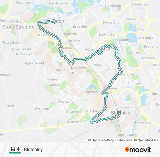 4 Route: Schedules, Stops & Maps - Bletchley (Updated)