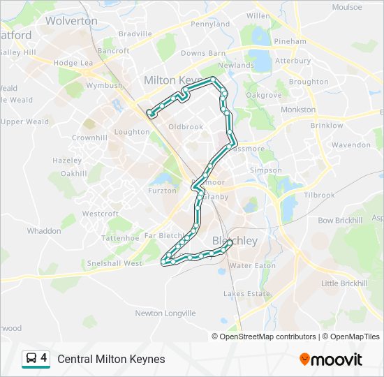 4 Route: Schedules, Stops & Maps - Central Milton Keynes (Updated)