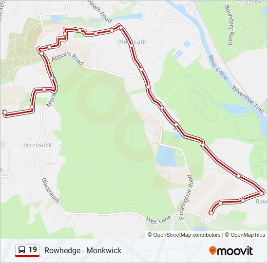 19 Route: Schedules, Stops & Maps - Rowhedge (Updated)
