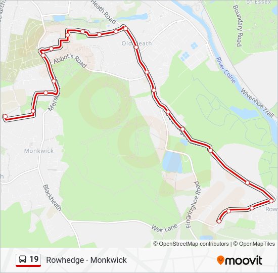19 Route: Schedules, Stops & Maps - Rowhedge (Updated)