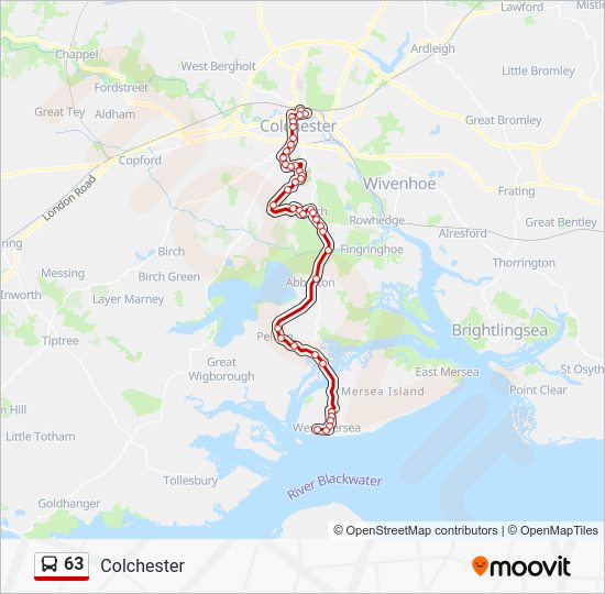 63 Route: Schedules, Stops & Maps - Colchester (Updated)