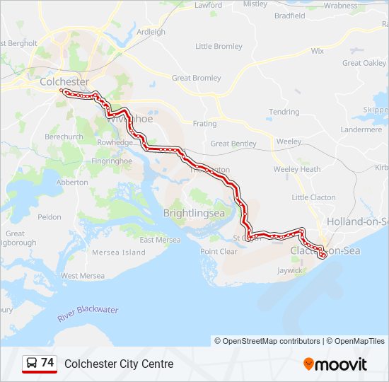 74 Route: Schedules, Stops & Maps - Colchester City Centre (Updated)