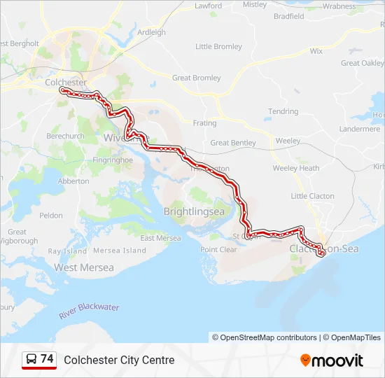 74 Route: Schedules, Stops & Maps - Colchester City Centre (Updated)