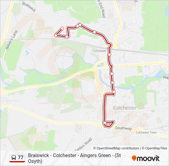 77 Route: Schedules, Stops & Maps - Colchester City Centre (Updated)