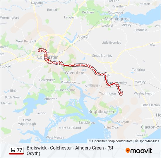 77 Route: Schedules, Stops & Maps - Aingers Green (Updated)