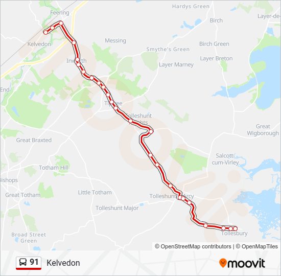 91 Route: Schedules, Stops & Maps - Kelvedon (Updated)