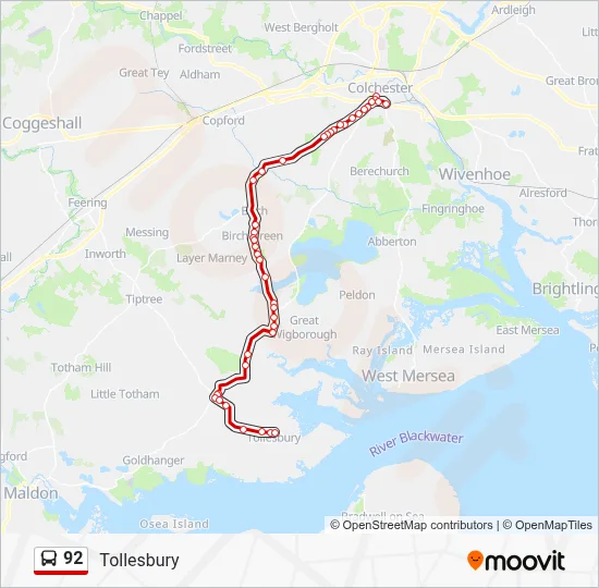 92 Route: Schedules, Stops & Maps - Colchester City Centre (Updated)