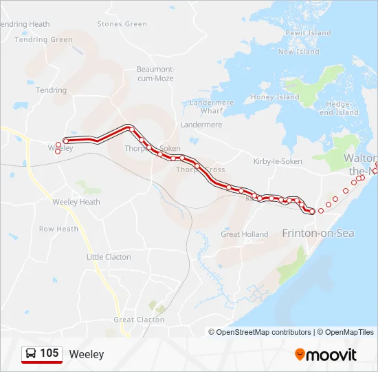 105 Route: Schedules, Stops & Maps - Weeley (Updated)