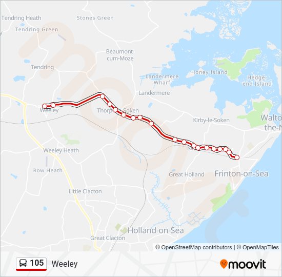 105 Route: Schedules, Stops & Maps - Weeley (Updated)