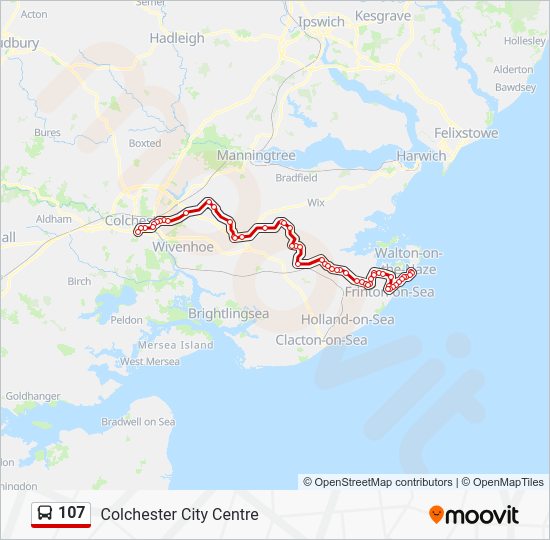 107 Route: Schedules, Stops & Maps - Colchester City Centre (Updated)