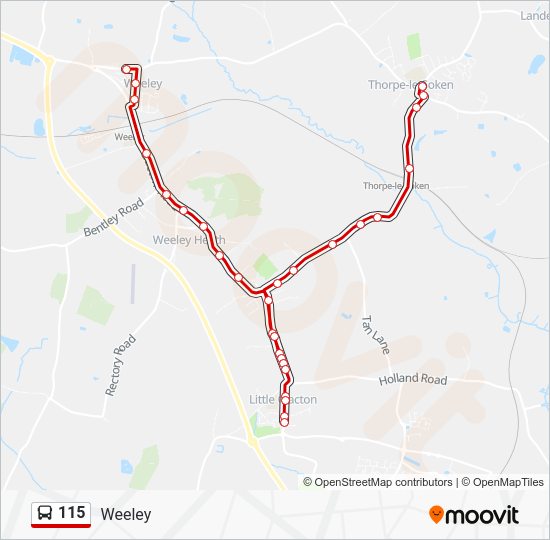 115 Route: Schedules, Stops & Maps - Weeley (Updated)