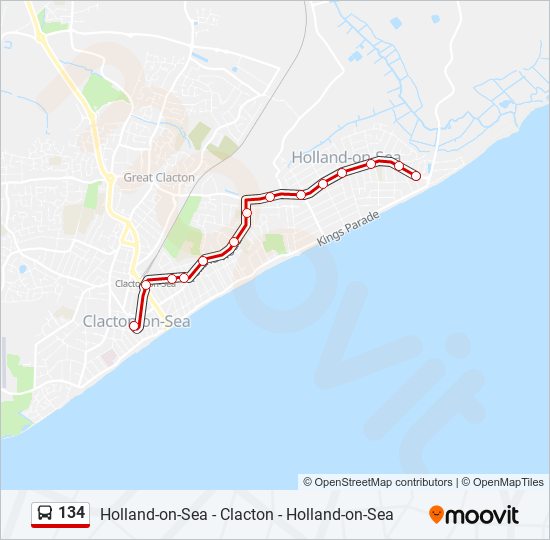134 Route: Schedules, Stops & Maps - Clacton (Updated)