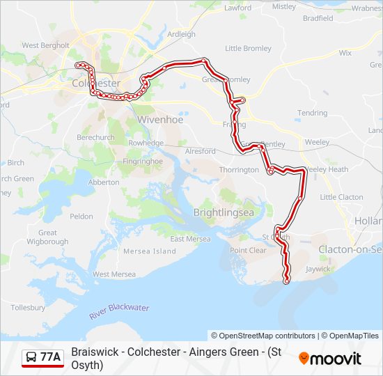 77a Route: Schedules, Stops & Maps - Colchester (Updated)