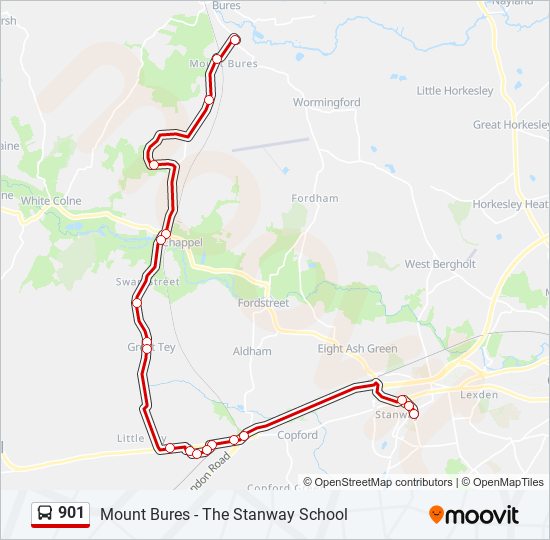 901 Route: Schedules, Stops & Maps - Stanway (Updated)