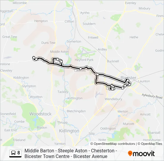 8 Route: Schedules, Stops & Maps - Middle Barton (Updated)
