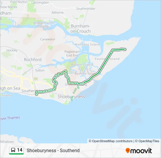 14 Route: Schedules, Stops & Maps - Southend-On-Sea (Updated)