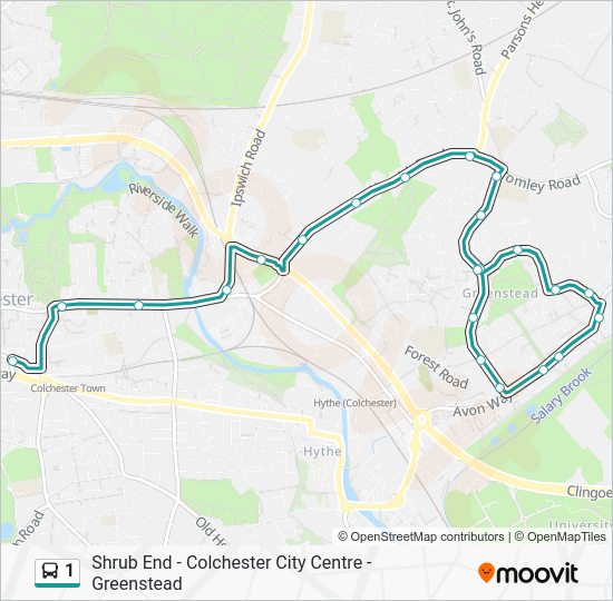 1 Route: Schedules, Stops & Maps - Colchester City Centre (Updated)