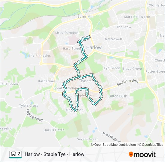 2 Route: Schedules, Stops & Maps - Harlow Town Centre (Updated)