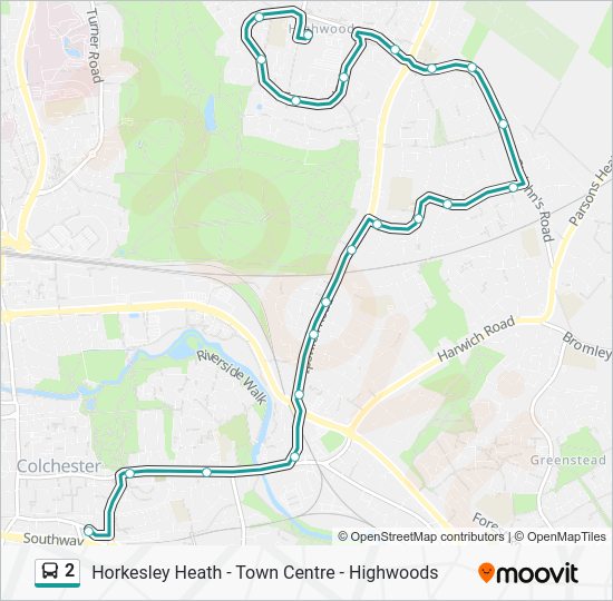 2 Route: Schedules, Stops & Maps - Colchester City Centre (Updated)