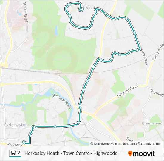 2 Route: Schedules, Stops & Maps - Colchester City Centre (Updated)