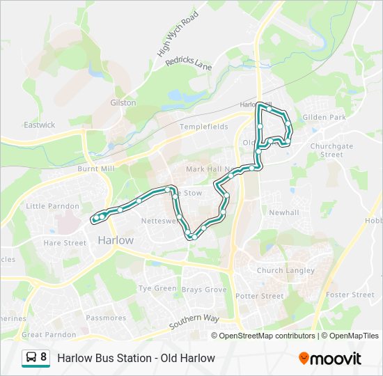 8 Route: Schedules, Stops & Maps - Harlow Town Centre (Updated)