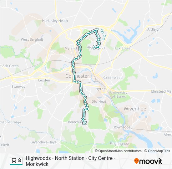 8 Route: Schedules, Stops & Maps - Highwoods (Updated)