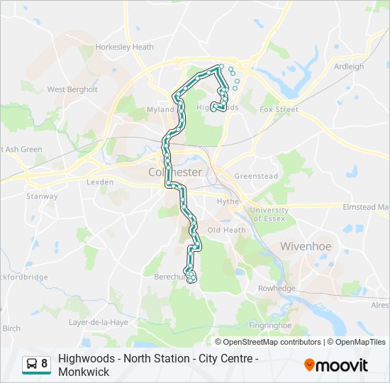 8 Route: Schedules, Stops & Maps - Highwoods (Updated)