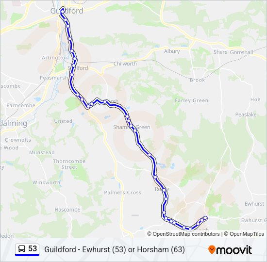 53 Route: Schedules, Stops & Maps - Cranleigh (Updated)