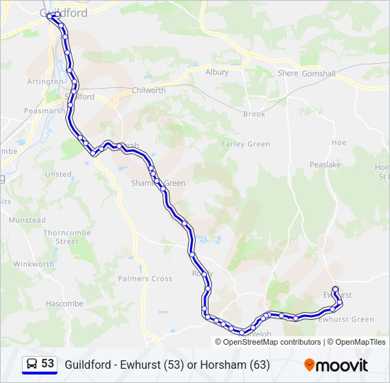 53 Route: Schedules, Stops & Maps - Guildford (Updated)