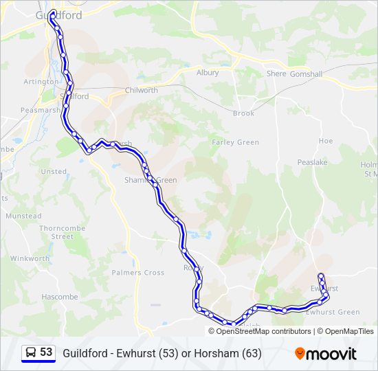 53 Route: Schedules, Stops & Maps - Ewhurst (Updated)