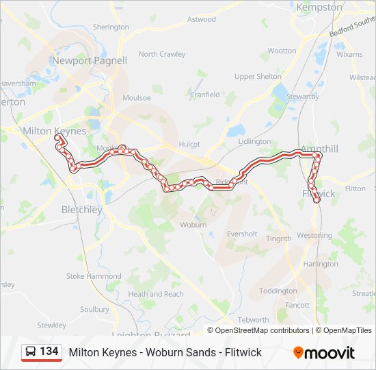 134 Route: Schedules, Stops & Maps - Flitwick (Updated)