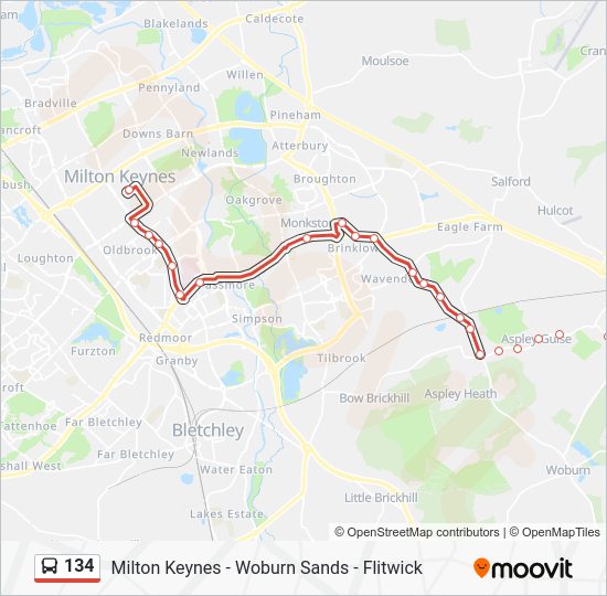 134 Route: Schedules, Stops & Maps - Central Milton Keynes (Updated)