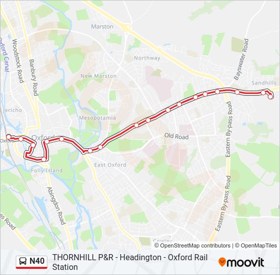 n40 Route: Schedules, Stops & Maps - Oxford City Centre (Updated)