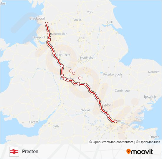 AVANTI WEST COAST Route: Schedules, Stops & Maps - Preston (Updated)