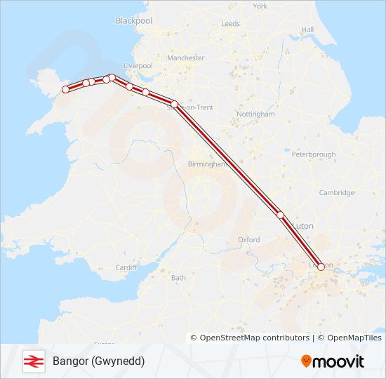 avanti west coast Route: Schedules, Stops & Maps - Bangor (Gwynedd ...