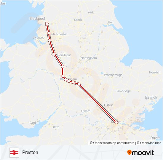 avanti west coast Route: Schedules, Stops & Maps - Preston (Updated)