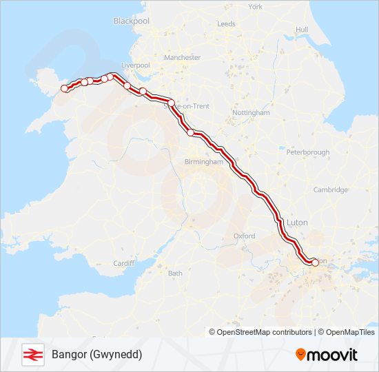 avanti west coast Route: Schedules, Stops & Maps - Bangor (Gwynedd ...