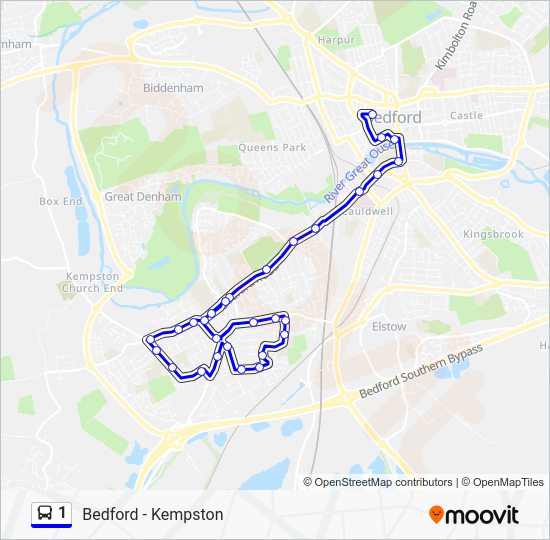 1 Route: Schedules, Stops & Maps - Bedford (Updated)