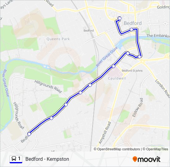 1 Route: Schedules, Stops & Maps - Kempston (Updated)